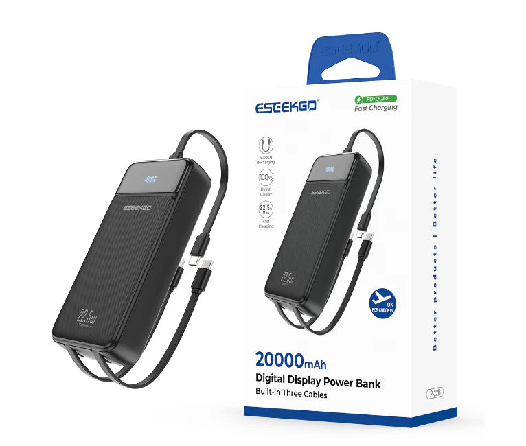 UI P-22B PD20W 20000mAh Power Bank With Built-in 3 Cable (6/36) — UCON ...